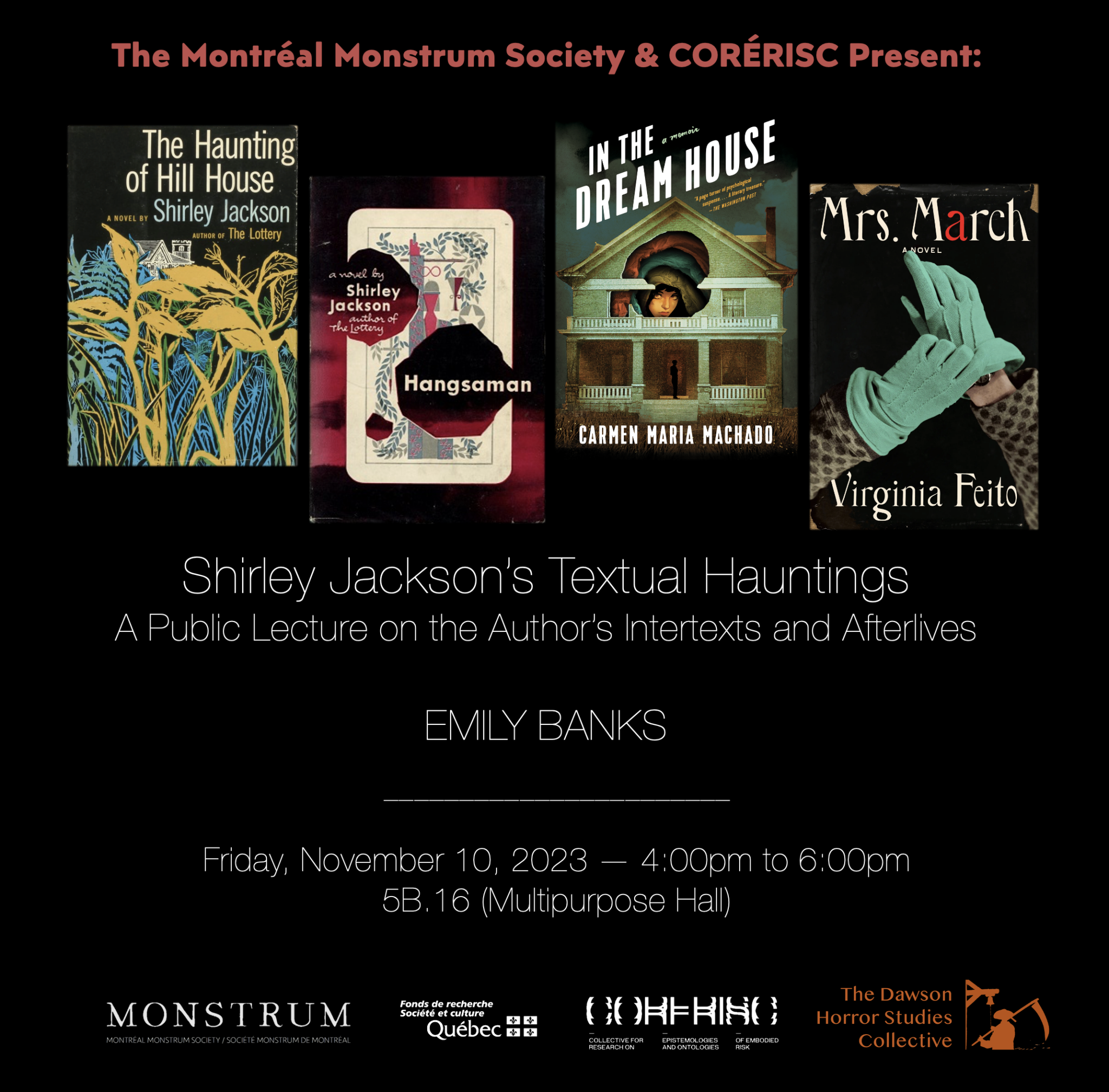 Public Lecture: Shirley Jackson’s Textual Hauntings By Dr. Emily Banks ...