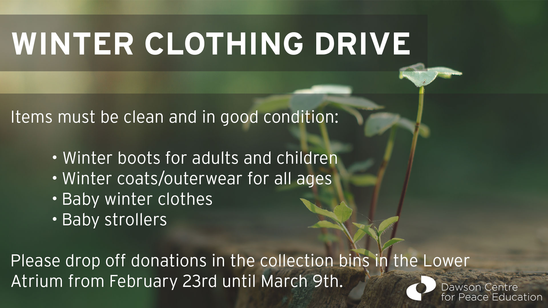 Winter Clothing Drive – Peace Centre